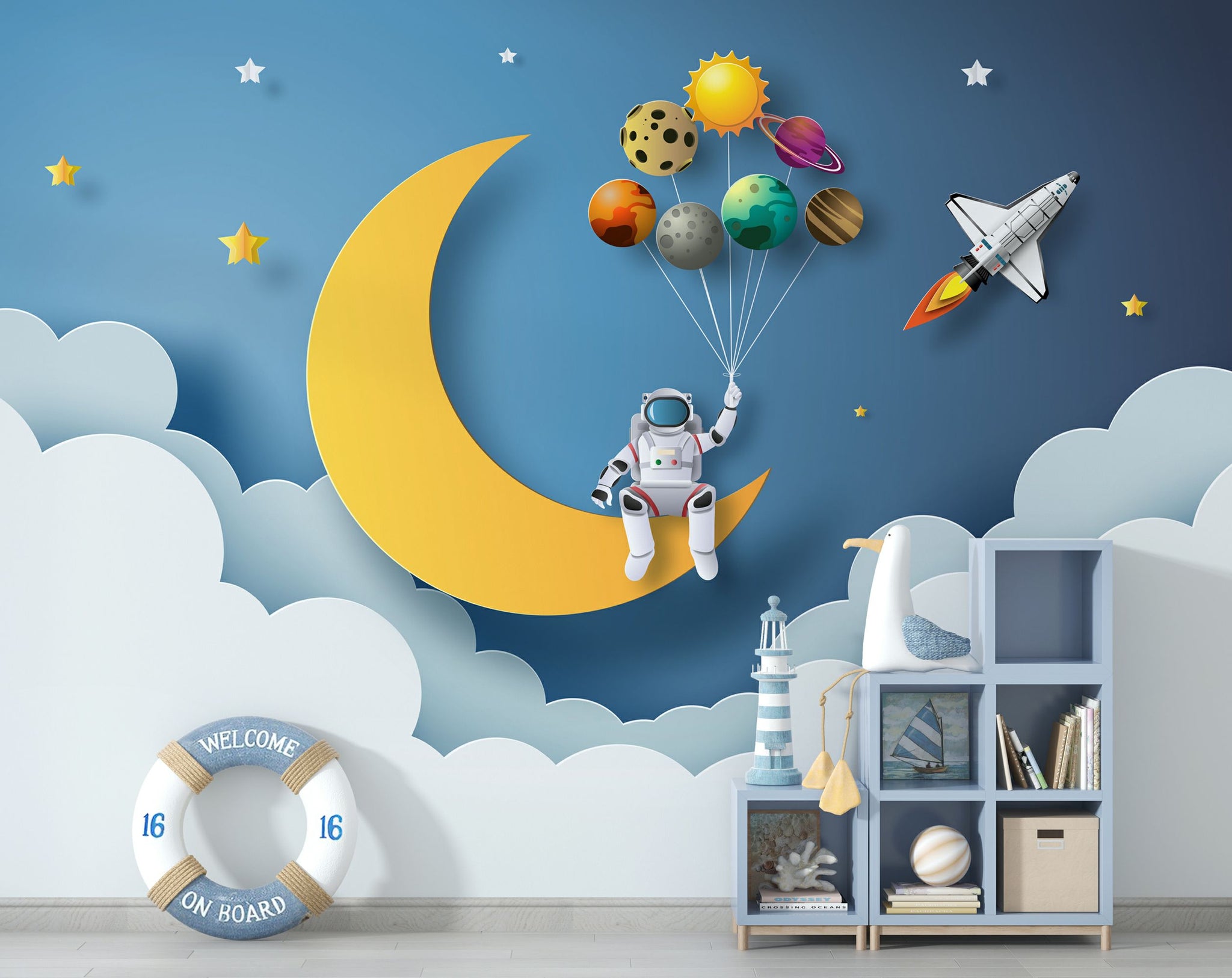 Star Space Wallpaper | Kids Room Wallpaper | Nursery Baby Wallpaper ...