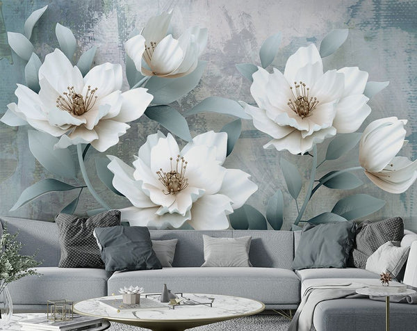 3D White Big Flower Wallpaper for Living Room and Bedroom Walls – Home ...