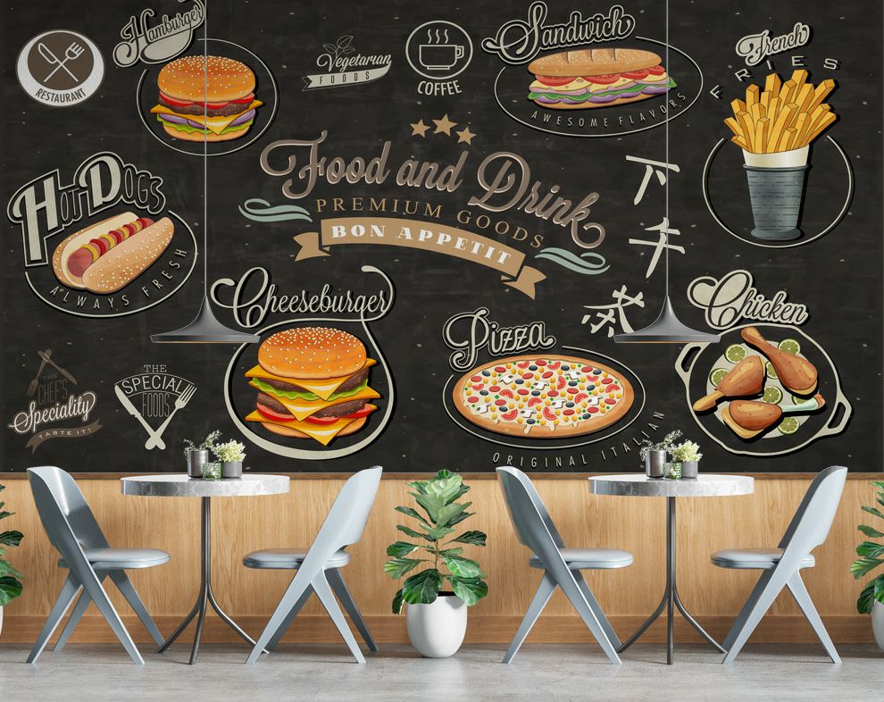 Modern Burgers And Fast Food Restaurant Wallpaper – Home Decoram