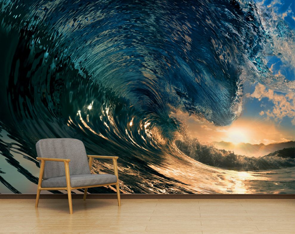 The Perfect Wave Mural Ocean 3D Wallpaper – Home Decoram