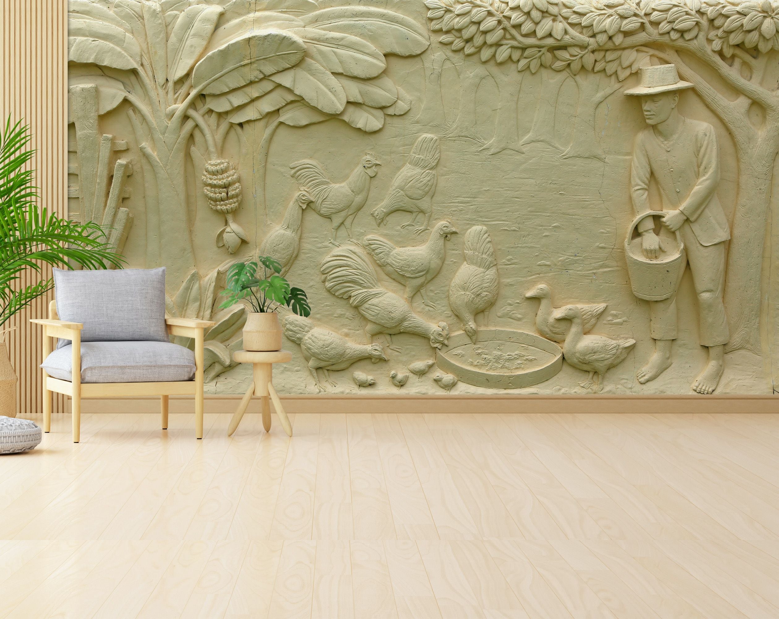 Vintage Rural Life 3D Wall Mural Wallpaper – Home Decoram