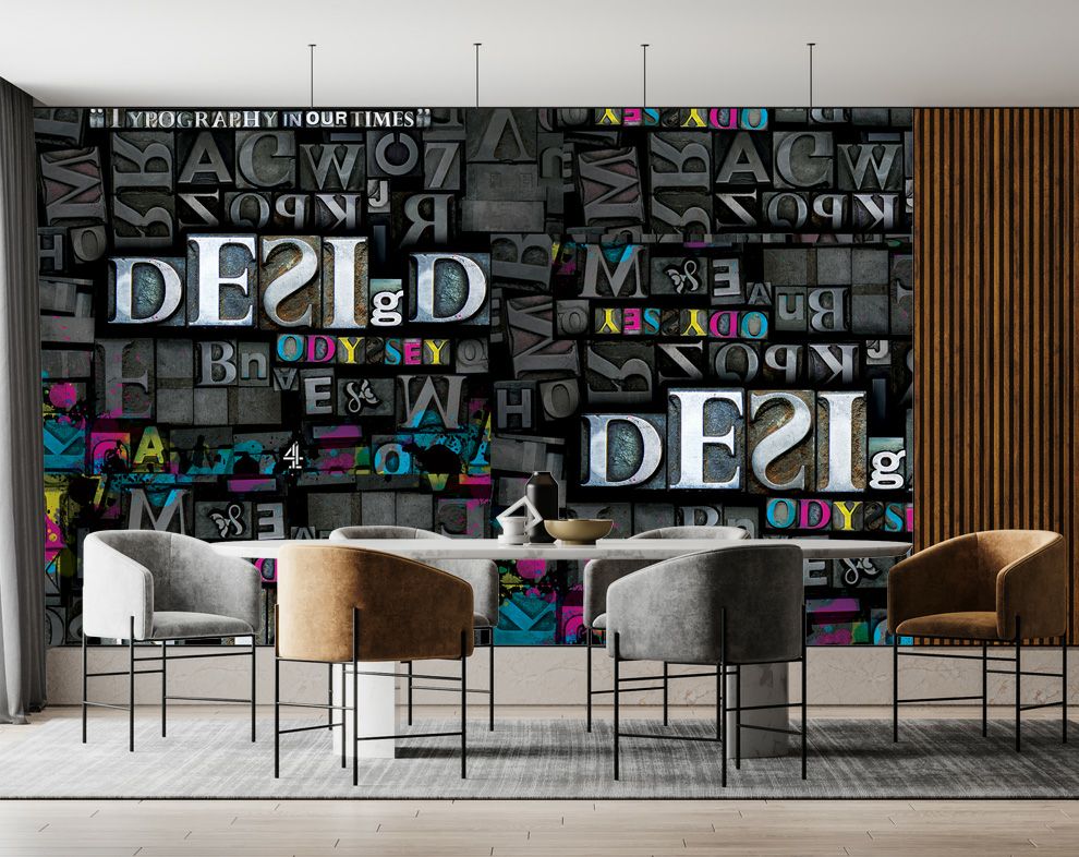 3D Alphabets Design Pattern Wallpaper – Home Decoram