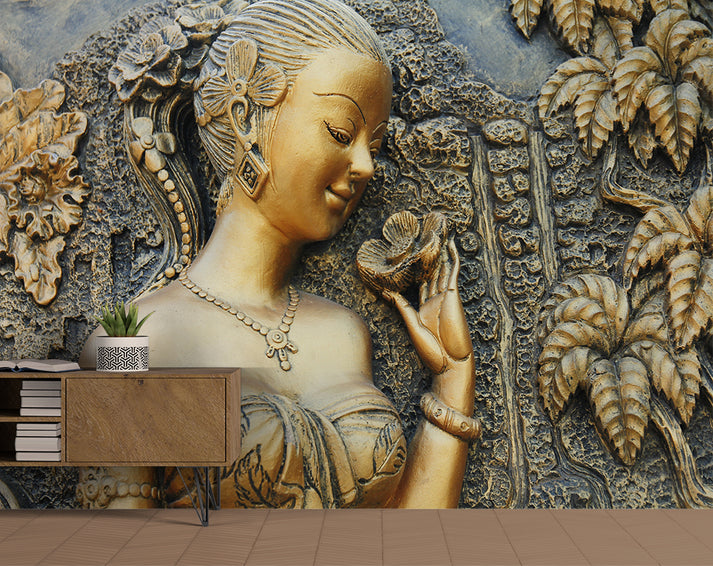 Pretty Women Sculpture 3D Wall Mural Wallpaper – Home Decoram