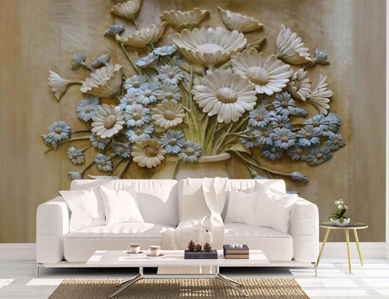 3D Flower Painting Wallpaper – Home Decoram