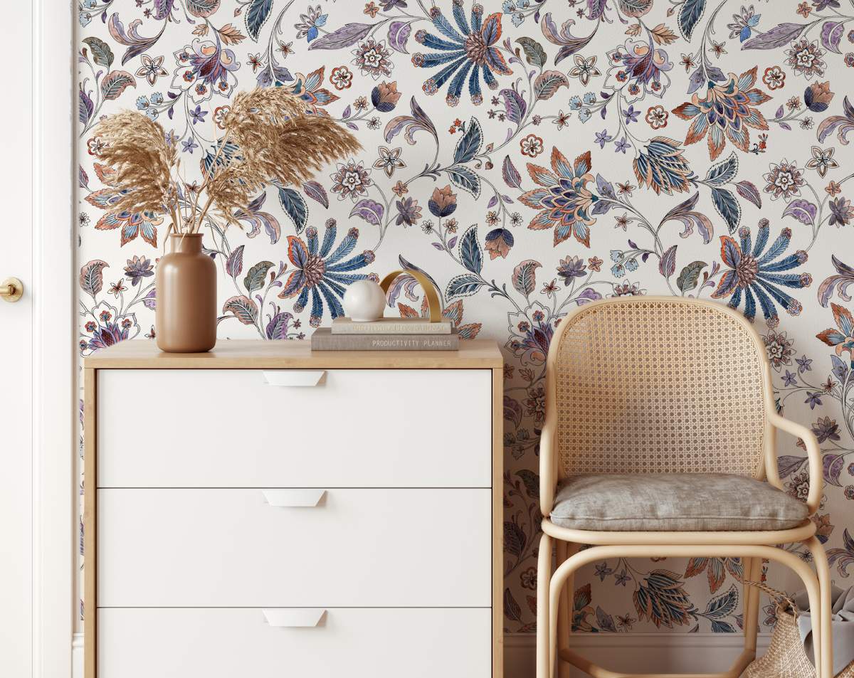 Embroidery Pattern Decorative Floral Wallpaper Rolls – Home Decoram